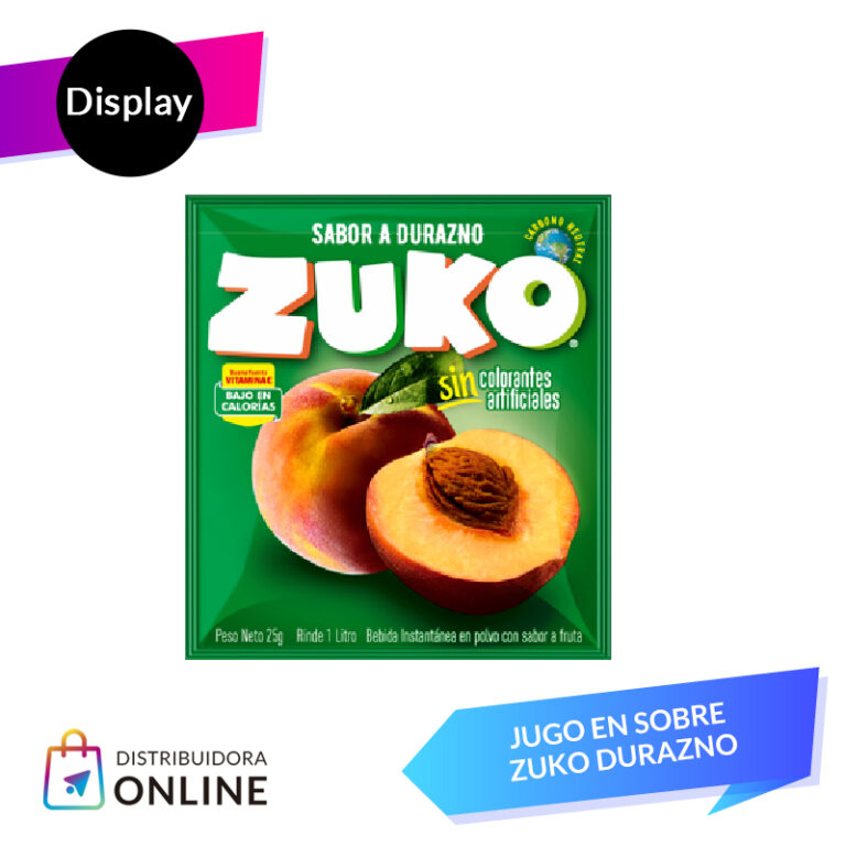 Jugo en Sobre Zuko Durazno 10unid - DISTRIBUIDORA ONLINE