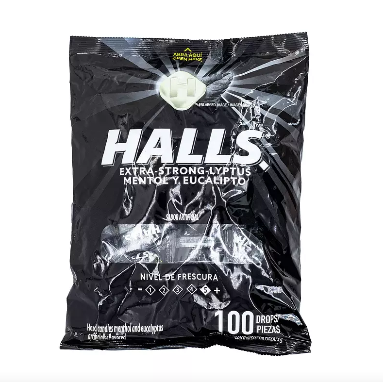 Halls Bolsa Sabor Extra Strong 100 unid - DISTRIBUIDORA ONLINE